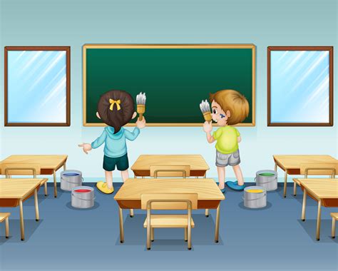 Students Cleaning Classroom Together Stock Illustration Download