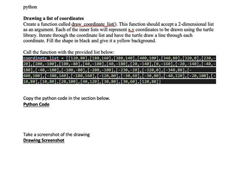 Solved Drawing A List Of Coordinates Create A Function