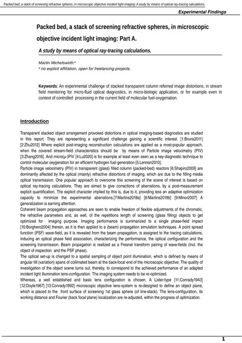 Pdf Packed Bed A Stack Of Screening Refractive Spheres In Microscopic Objective Incident