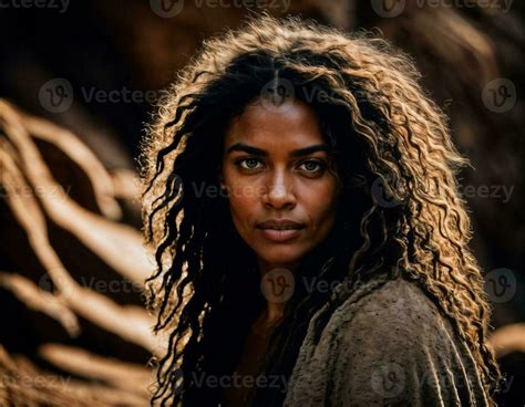 Photo Of Of Strong Cavewoman Inside Dark Cave Generative Ai 28049711