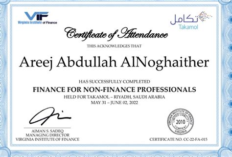 Areej Anaghither On Linkedin I Am Happy To Share With You That I Have Completed A “finance For