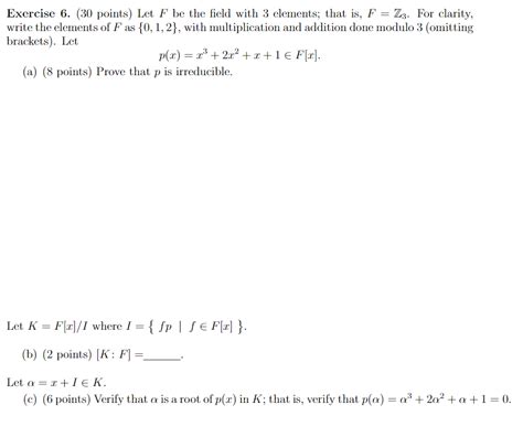 Solved Exercise Points Let F Be The Field With Chegg