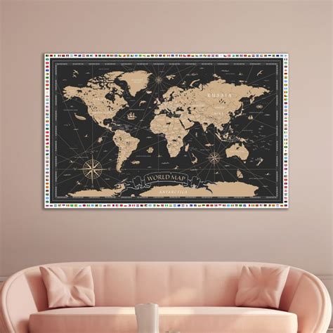 Дэлхийн газрын зураг төрийн далбаатай