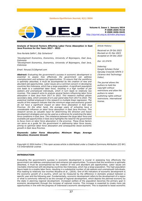 Pdf Analysis Of Several Factors Affecting Labor Force Absorption In