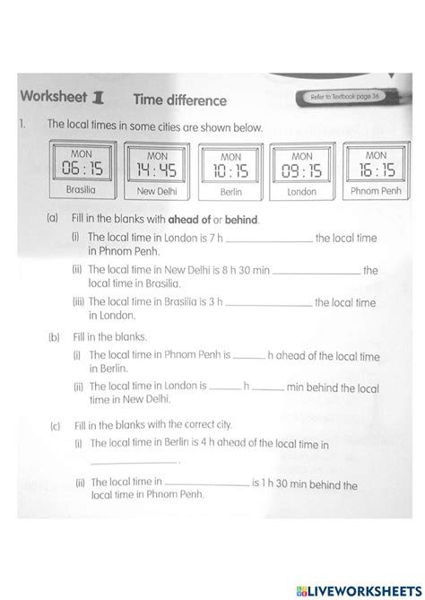 time zones online exercise live worksheets worksheets library