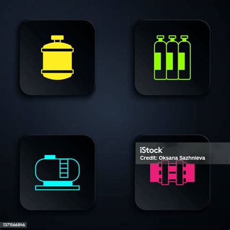금속 파이프 및 밸브 프로판 가스 탱크 오일 저장 및 산업용 실린더를 설정합니다 검은 색 사각형 버튼 벡터 스토리지 탱크에 대한 스톡 벡터 아트 및 기타 이미지 Istock