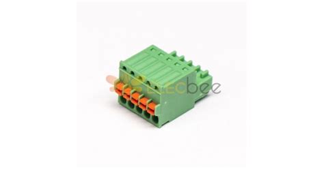 Elecbee Spring Cage Pluggable Terminal Block Straight Green Crimpcable