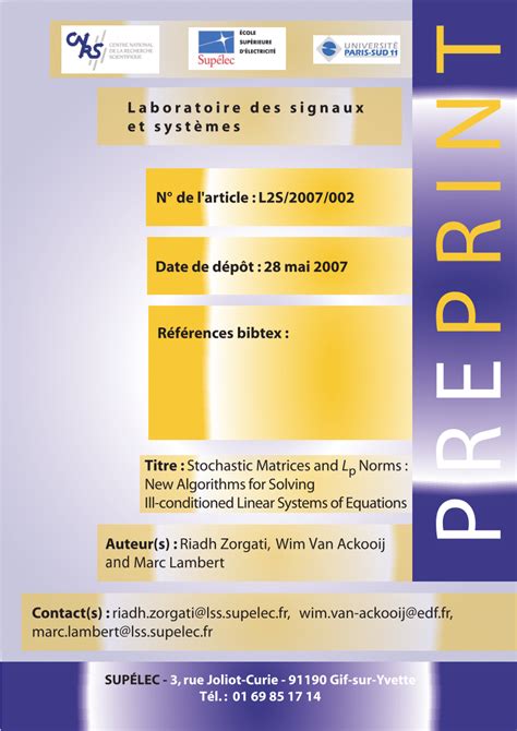 Pdf Stochastic Matrices And L P Norms New Algorithms For Solving