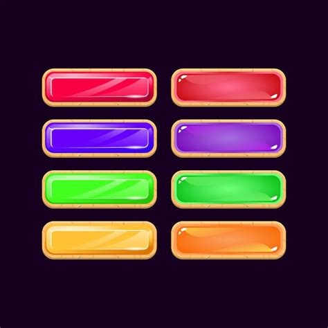 Premium Vector Set Of Game Ui Wooden Diamond And Jelly Colorful Button For Gui Asset Elements
