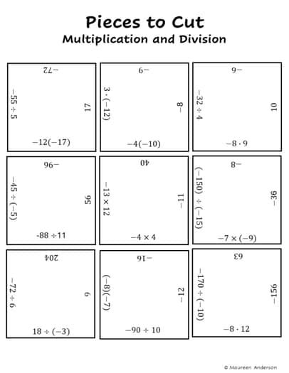 Integer Operations Puzzle By Maureen Anderson Math Tpt