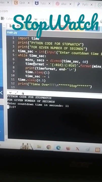 Stopwatch Python Viral Shorts Short Python Pythonprogramming Stopwatch Youtube