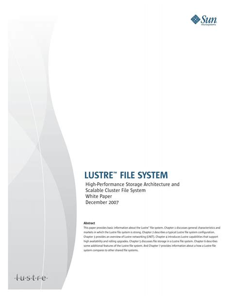 Lustre File System High Performance Storage Architecture And