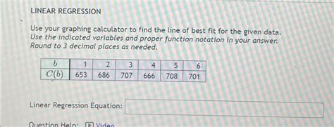 Solved Linear Regressionuse Your Graphing Calculator To Find
