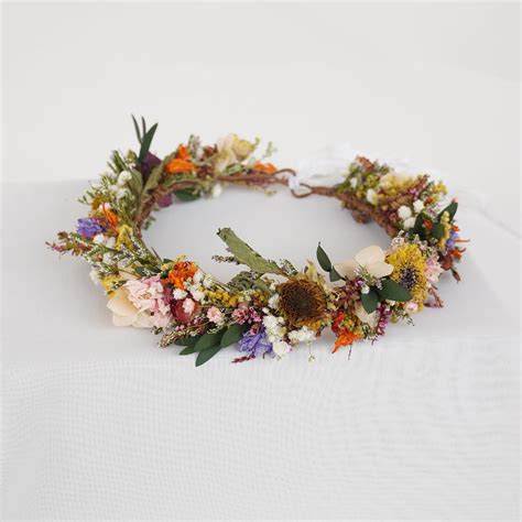 Dried Flowers Crownbridal Crownswedding Crownnatural Flowers Girl
