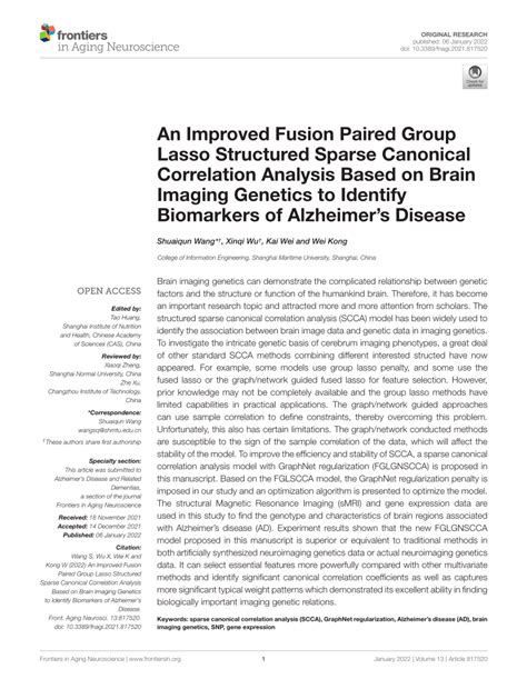 Pdf An Improved Fusion Paired Group Lasso Structured Sparse Canonical