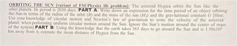 solved orbiting the sun variant of fsuphysics lib problem]