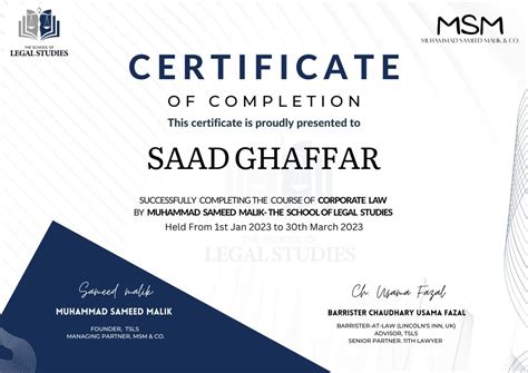 saad ghaffar mciarb apd on linkedin completed the course of corporate law and tax offered by