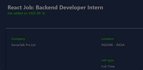 New React Js Job Backend Python Developer Jobs