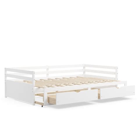 Extendable Twin To King Daybed With Trundle And 2 Storage Drawers Costway