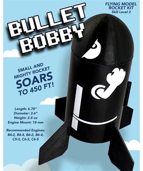 Model Rocket Kits Medium Skill Level 2 Bullet Bobby Flying Model Rocket Kit