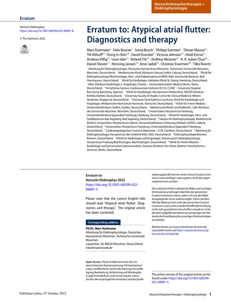 Pdf Erratum To Atypical Atrial Flutter Diagnostics And Therapyerratum Zu Atypisches