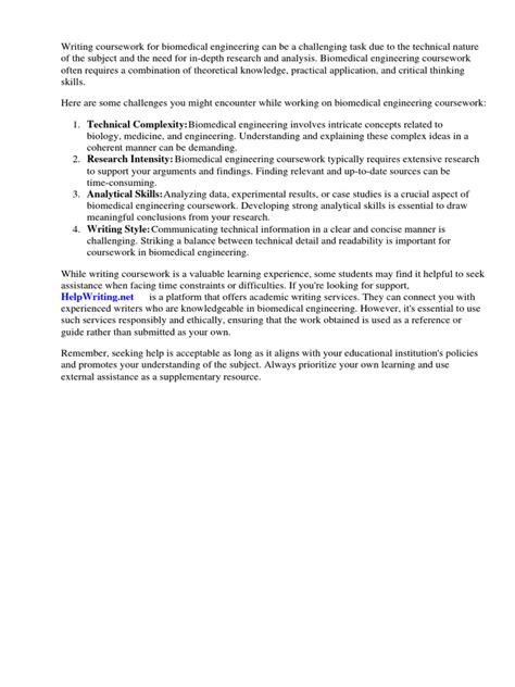 Coursework For Biomedical Engineer Pdf Biomedical Engineering