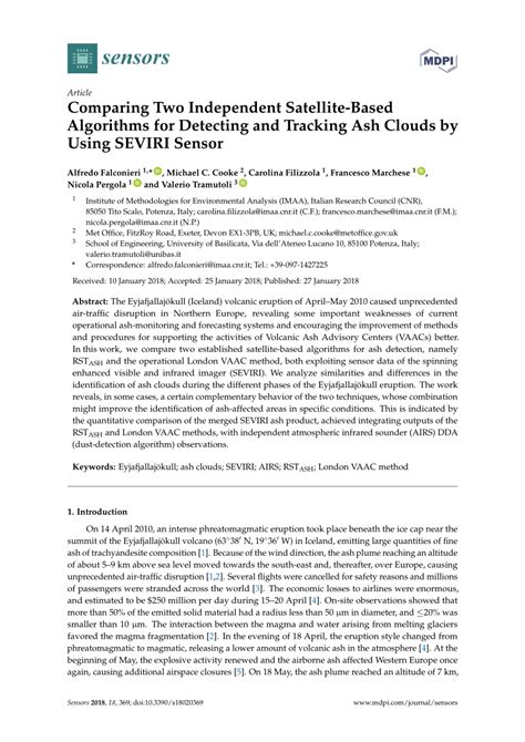Pdf Comparing Two Independent Satellite Based Algorithms For Detecting And Tracking Ash Clouds