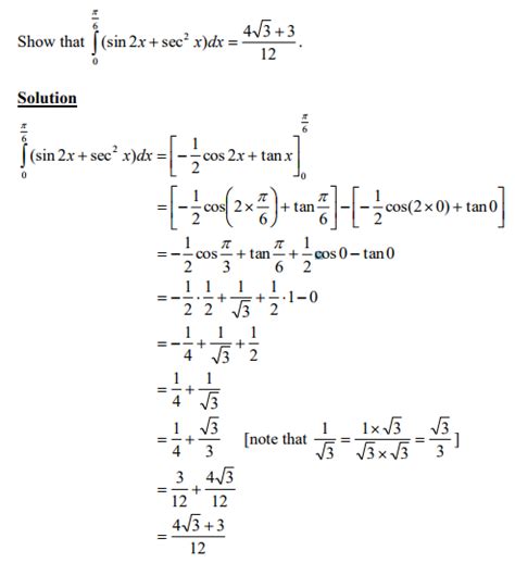 Trig Function Integration Advanced Higher Maths