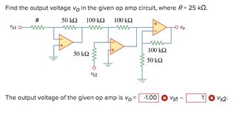 Answered Find The Output Voltage Vo In The Given Op Circuit Where
