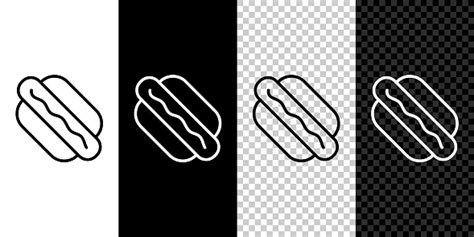 설정 라인 핫도그 샌드위치 아이콘은 검은 색과 흰색 투명 배경에 격리 소시지 아이콘 패스트 푸드 기호 벡터 0명에 대한 스톡 벡터 아트 및 기타 이미지 Istock