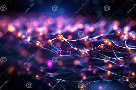 Abstract Network With Glowing Nodes And Connections Stock Illustration Illustration Of Purple