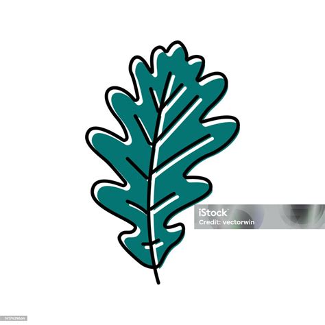 Oak Tree Leaf Color Icon Vector Illustration Stock Illustration