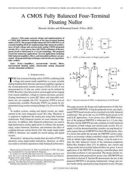 pdf a cmos fully balanced four terminal floating nullor