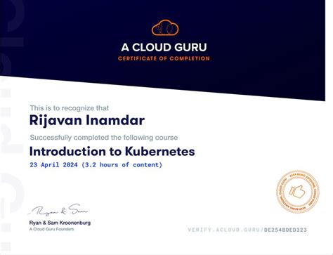 Rijavan Inamdar On Linkedin Kubernetes Cloudcomputing Continuouslearning Acloudguru