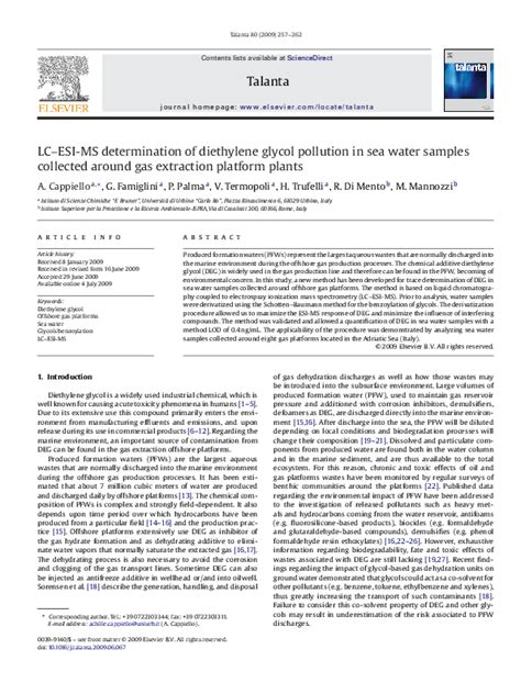 Pdf Lcesi Ms Determination Of Diethylene Glycol Pollution In Sea