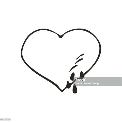 낙서 상한 심장 아이콘 사랑의 상징 귀여운 손으로 그린 그래픽 일러스트 간단한 윤곽선 기호입니다 아트 스케치 패턴 거친에 대한 스톡 벡터 아트 및 기타 이미지 Istock