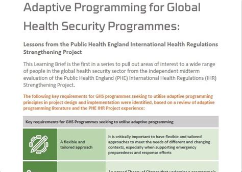 Adaptive Programming For Global Health Security Programmes Itad