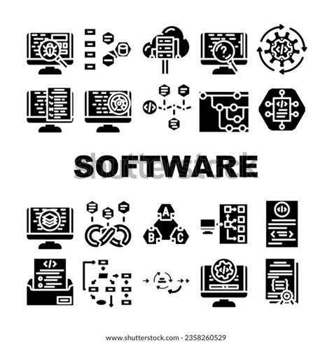 Software Compute Engineer Icons Set Vector Stock Vector Royalty Free