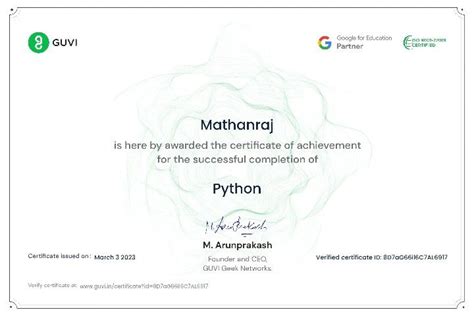 Mathanraj Ramesh On Linkedin Pythoncourse Guvi Lifelong Guvi