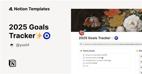 2025 Goals Tracker 🧿 Template By Yash Fataniya Notion Marketplace