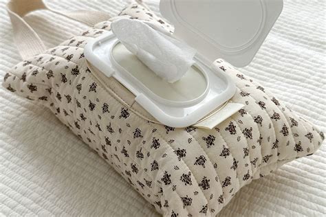 하비앤데코 귀여운 순면 누빔 패턴 물티슈 보관함 케이스 파우치 커버 플라워 3type 위시버킷