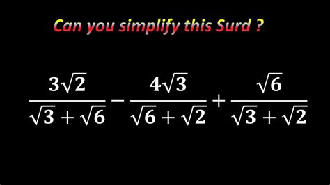 3 Part Surd Simplification Problem High Babe Algebra Problem YouTube