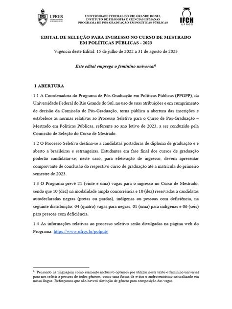 Ppgpp Edital Mestrado 2023 Pdf