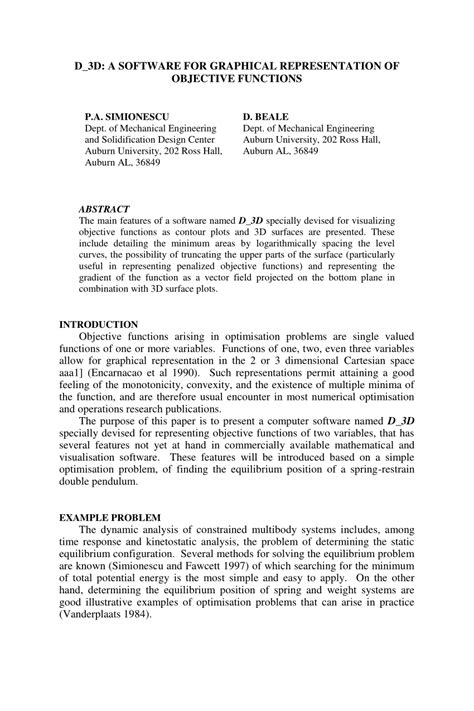 Pdf D3d A Software For Graphical Representation Of Objective Functions