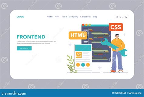 Software Development Web Banner Or Landing Page Coding Stock Vector