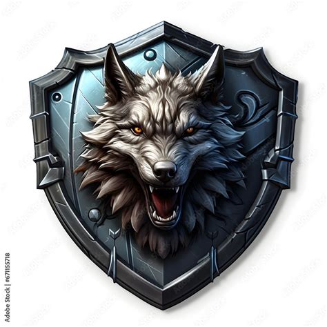 Medieval Wolf Faced Steel Shield Game Sprite Item Stock Illustration Adobe Stock
