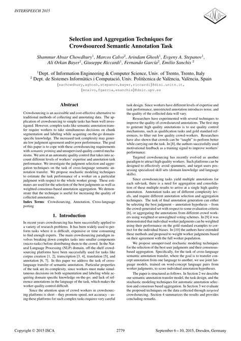 Pdf Selection And Aggregation Techniques For Crowdsourced Semantic Annotation Task