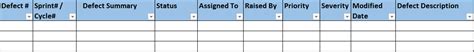 Bug Report Template Excel