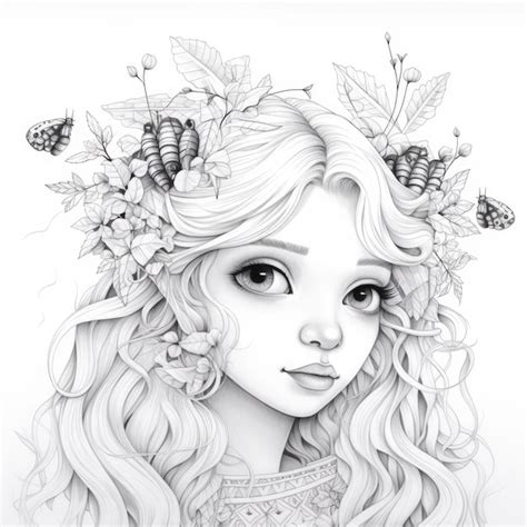 Premium Photo Black And White Coloring Picture Of A Nymph