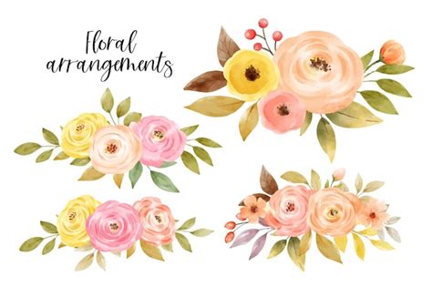 포스터 인사말 카드 컬렉션 꽃꽂이 그리기 프리미엄 벡터